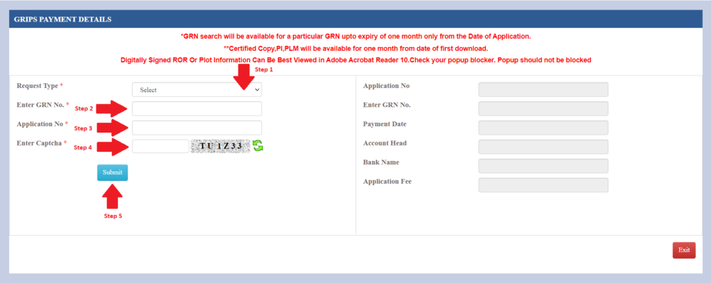 Application GRN No. Search, Reprint, Status, Payment Status, Challan ...