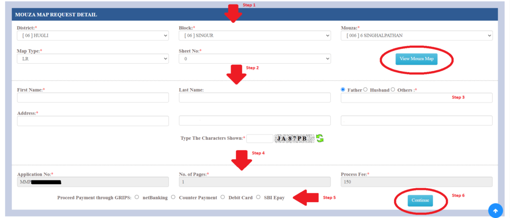 Mouza Map Request with Plot No (West Bengal) @ banglarbhumi.gov.in